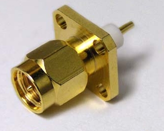 SMA Plug Panel Mount (4 Hole Flange, Exposed Teflo